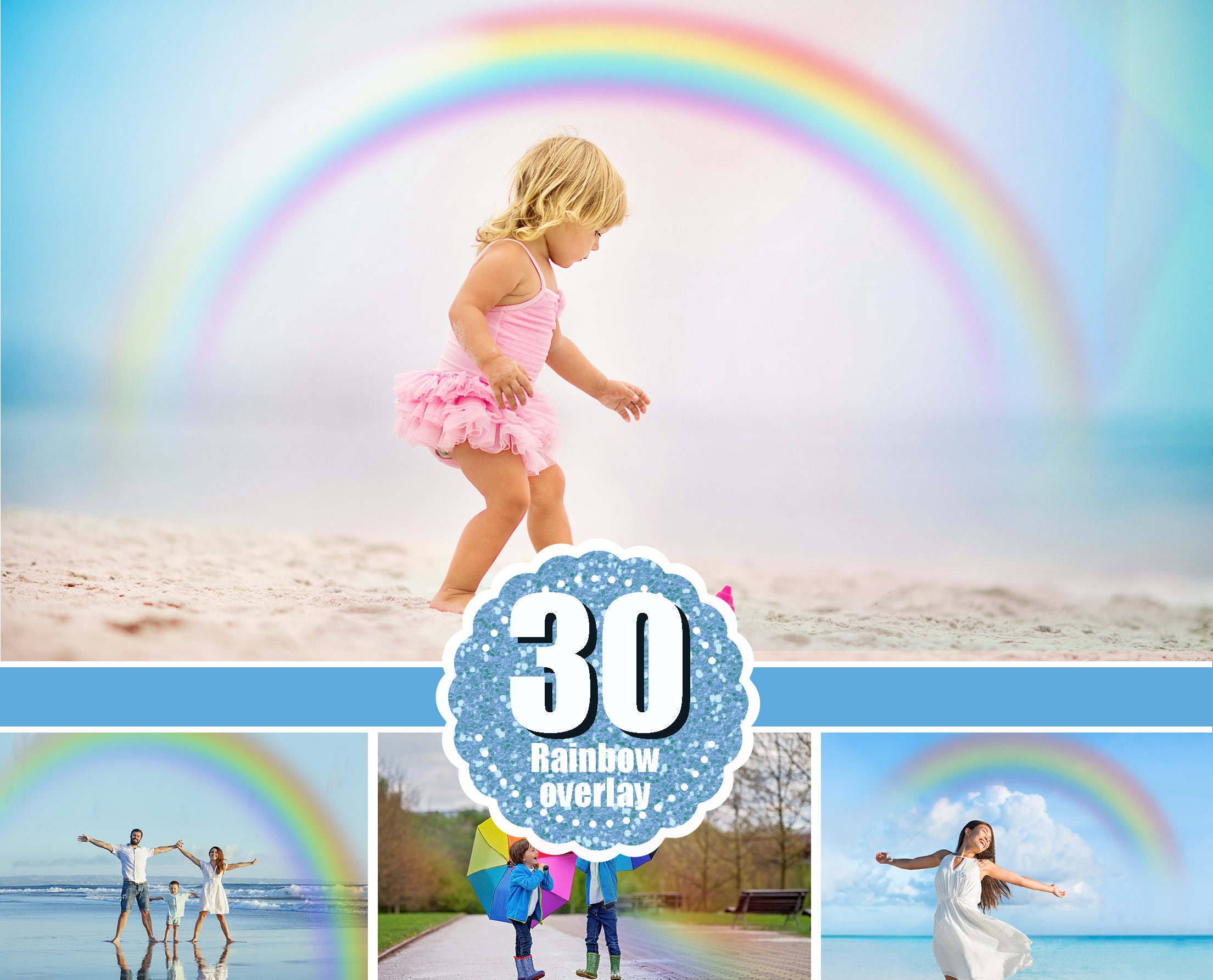 30 Rainbow Overlays realistic rainbow sky Photoshop overlay