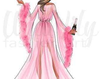 Pink feather robe | Etsy