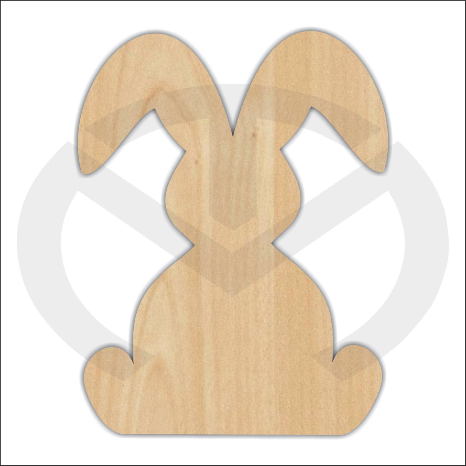 Unfinished Wood Bunny Rabbit with Two Floppy Ears Laser