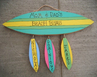 Surfboard name plate Surfboard sign surfboard decor custom
