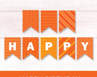 Red Plaid Happy Birthday Printable Banner. Paper Bunting Flags