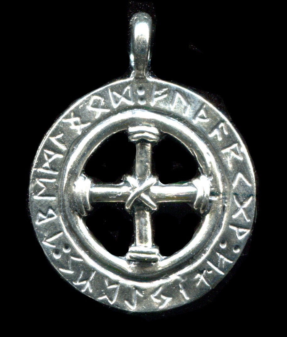 Norse / Viking Solar Cross with Furhtark Ring 5160S