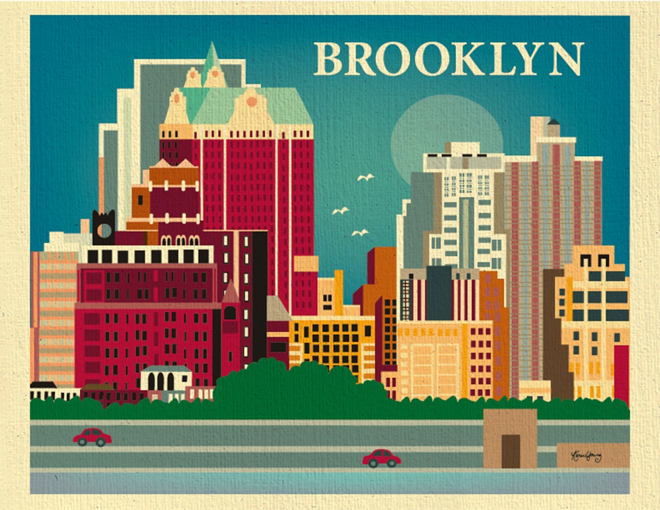Brooklyn Art Print Skyline Brooklyn NY Wall Art Brooklyn