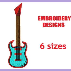 Guitar embroidery design | Etsy