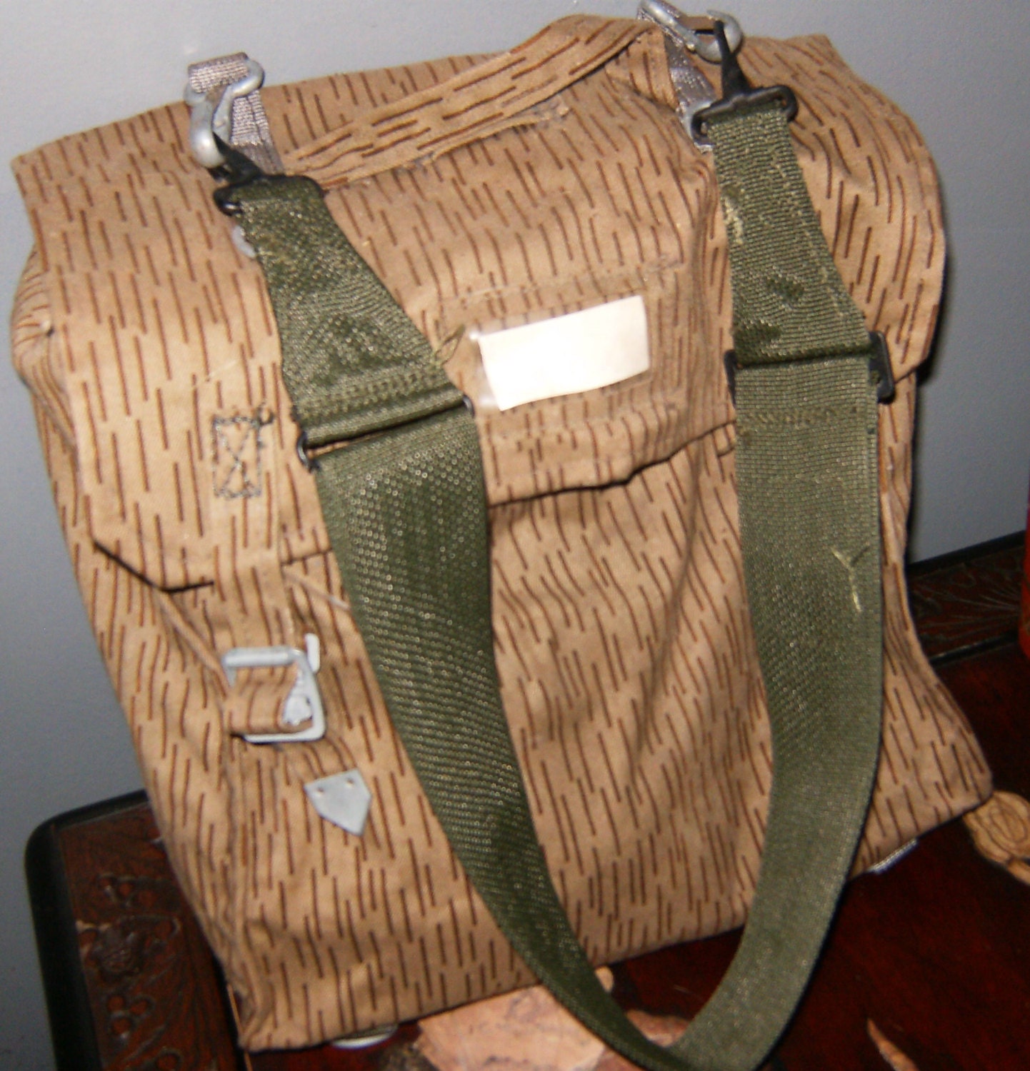 East German Military Rain Camo Bag Backpack 70s-80s Cold
