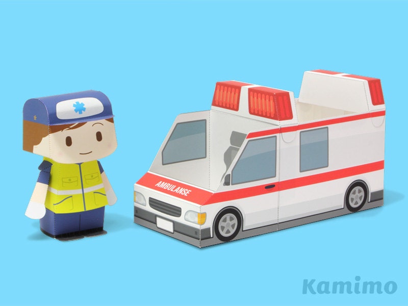 Ambulance Paper Toy / Printable Paper Craft PDF / Tatten Plus