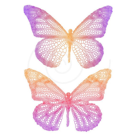 Butterfly clip art with detailed wings digital clipart