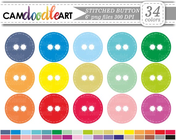 Button Clipart Sewing Clipart Sew Clipart Digital Clip Art