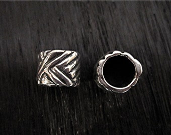 Artisan Handmade Dotted Sterling Silver Jewelry Bead Slider