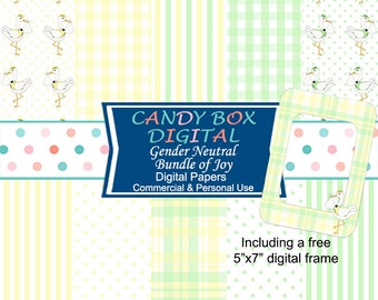 Yellow Baby Digital Paper Gender neutral boy girl Baby