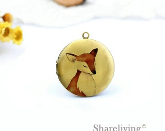 Fox Locket Necklaces Set of 2 Vintage Inspired Gothic