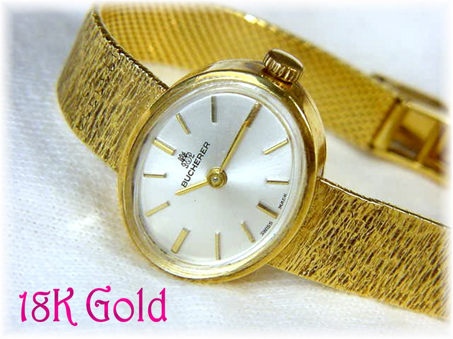 Bucherer 18K Solid Gold Swiss Ladies Wrist Watch with 18K