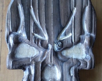 Carved wood skull | Etsy