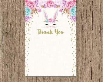 Bunny thank you card | Etsy