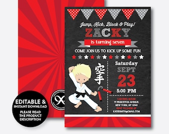 Karate Invitation Karate Birthday Invitation Karate Party