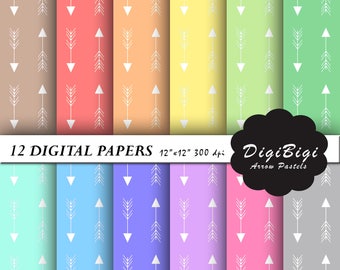 Arrows Digital Paper Colorful Arrows Background pastel