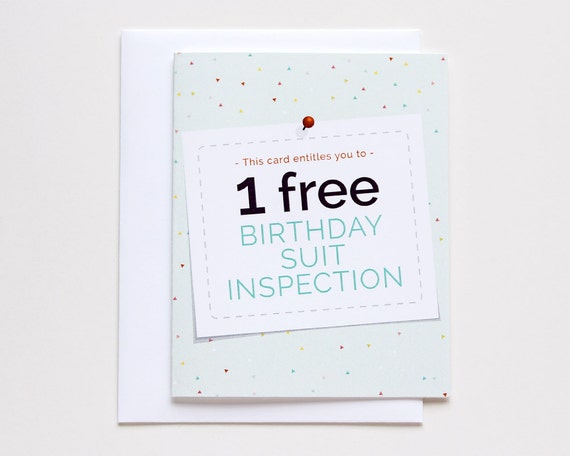 Items Similar To Funny Sexy Birthday Card Free Birthday Suit Inspection Card 009 On Etsy