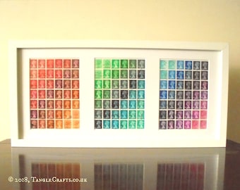 Abstract Stamp Art Multicolour Wall Art Framed Upcycled