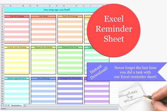 Excel Reminders Sheet Printable Reminders When was the