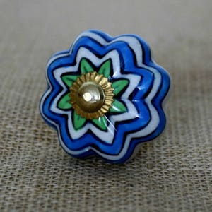 Blue ceramic knob | Etsy