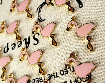 Pink flamingo charm | Etsy