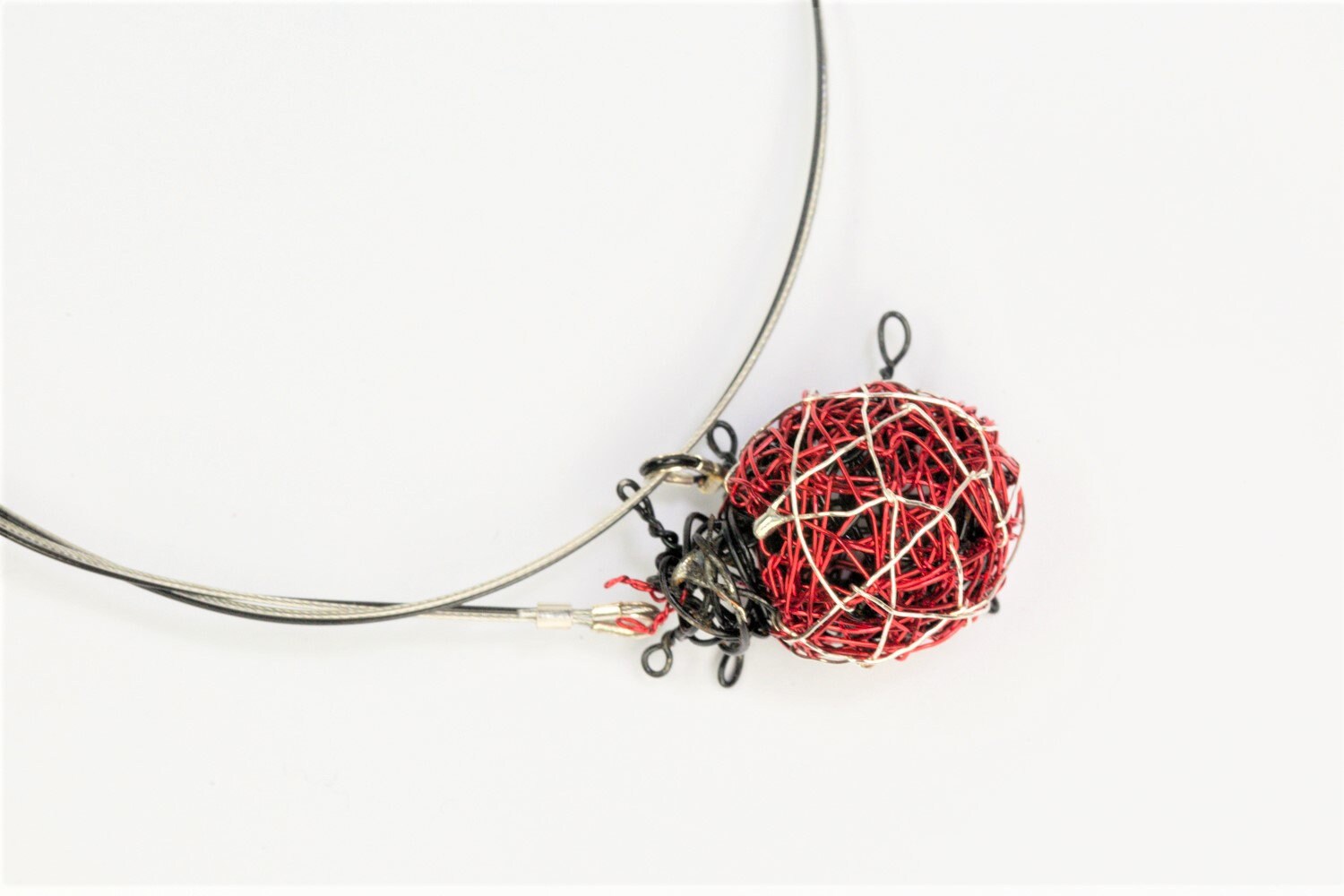 Ladybug necklace ladybug jewelry wire sculpture red