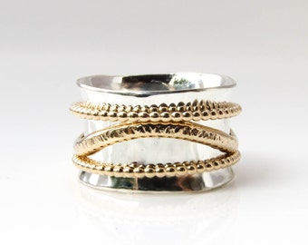 Copper Ring Silver Copper Ring Filigree Ring Wide Band