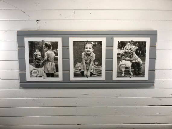 Distressed wood picture frame triple collage frame 8x10