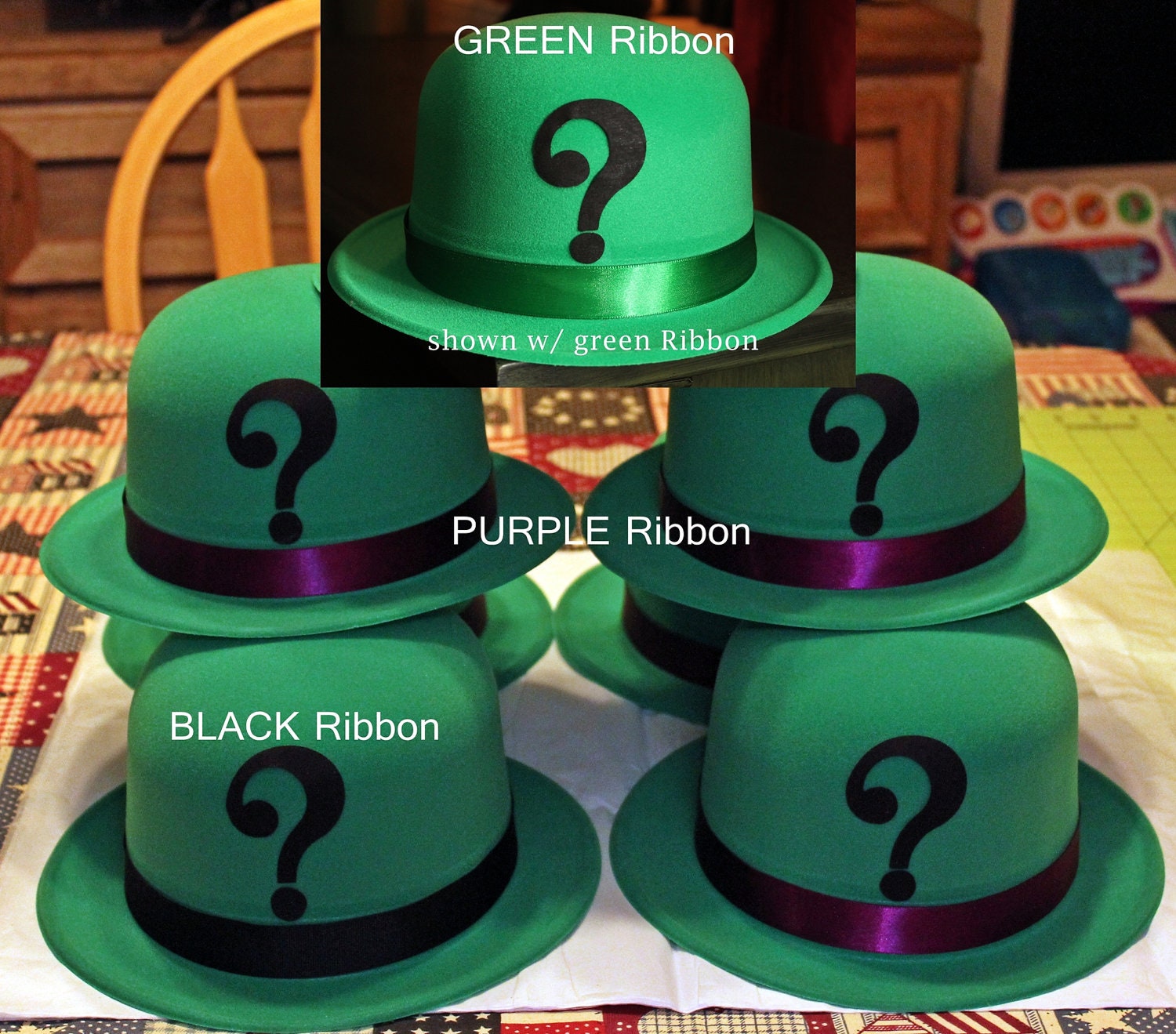 Cosplay Comic Con RIDDLER Green Velour coated DERBY HAT