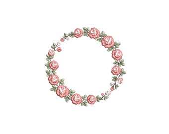 Machine embroidery design Small Curved Border of Roses.