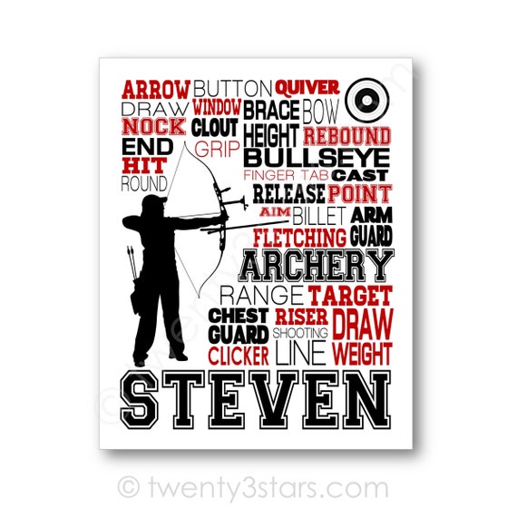 Archery Typography Poster Gift for Archer Archery Art Print