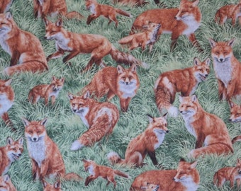 Fox print fabric | Etsy