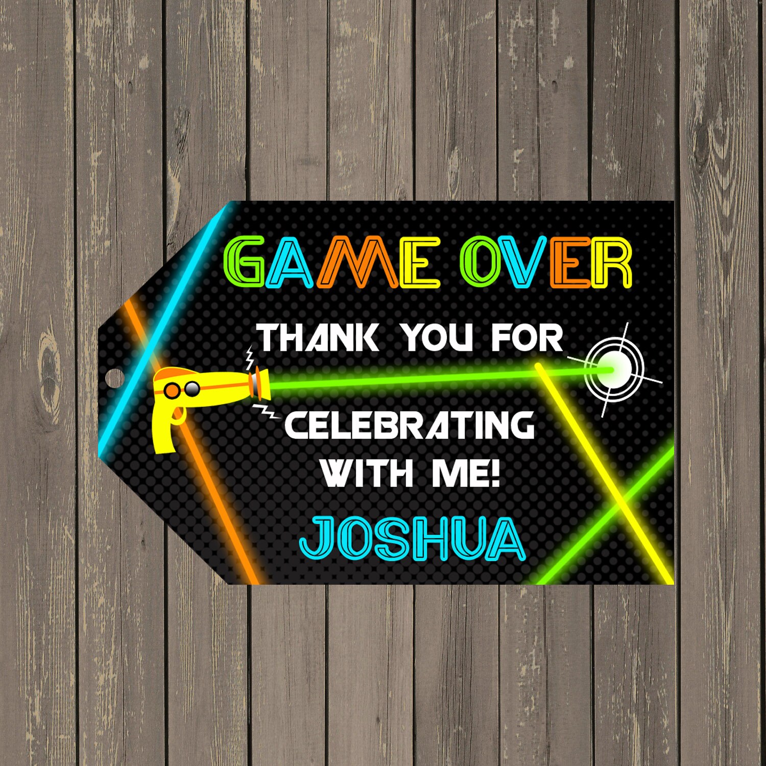 Laser Tag Favor Tag Neon Laser Tag Party Goody Bag Tags Boys