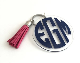 Gold Monogram Keychain with Bag Hook Personalized Keychain