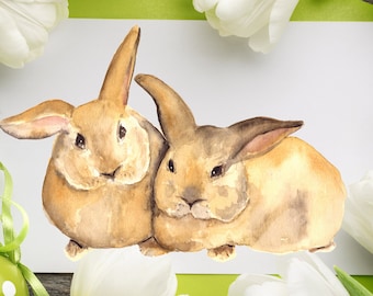 Watercolor bunny | Etsy