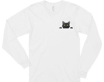 Black cat t shirt | Etsy