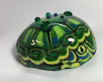 Painted turtle rock | Etsy
