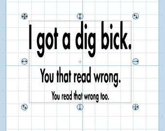 Funny Tshirt T-shirt Tee I got a dig bick. You that read