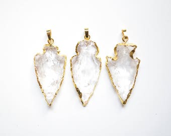 Nature clear brown arrow druzy Jade ArrowHead Pendant Agate