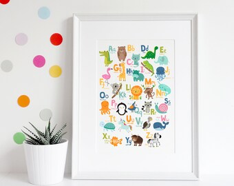 Alphabet Animal Poster Animal Paintings Watercolor