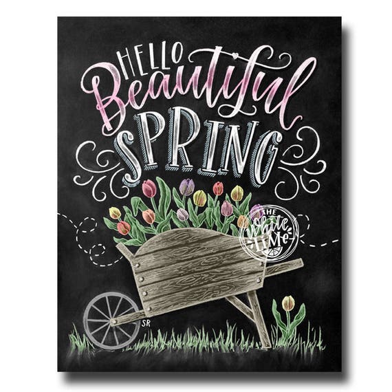 Spring Art Hello Spring Spring Sign Chalk Art Chalkboard