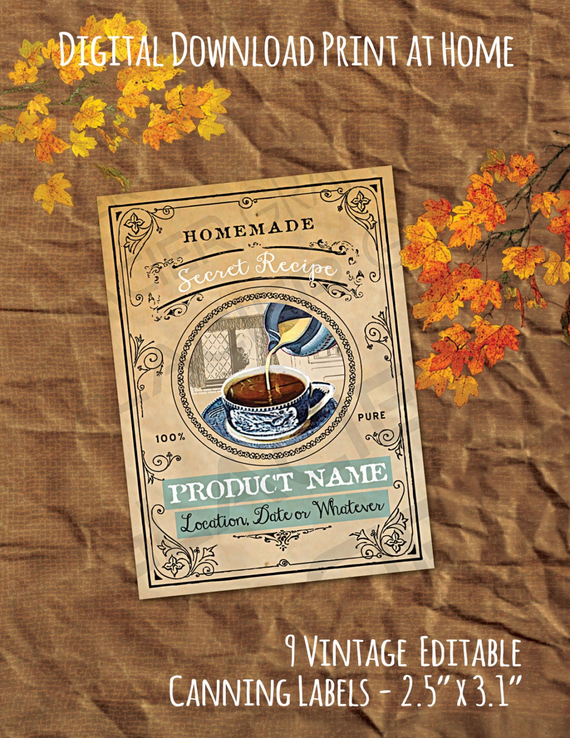 Homemade Coffee Creamer Label Editable Gift Tags Bottle Label