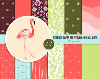 Flamingo Clipart Digital Flamingo Bird Exotic Coral