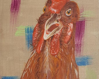 Chicken painting | Etsy