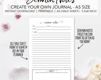 Sermon notes journal | Etsy