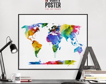 Rustic Wood Large World Map Poster Wood Wall Art Print Gifts
