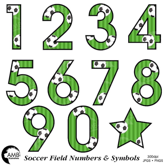 Items similar to Soccer Number Clipart, Football Clipart, Sports Team ...