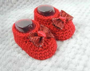 Red baby booties | Etsy