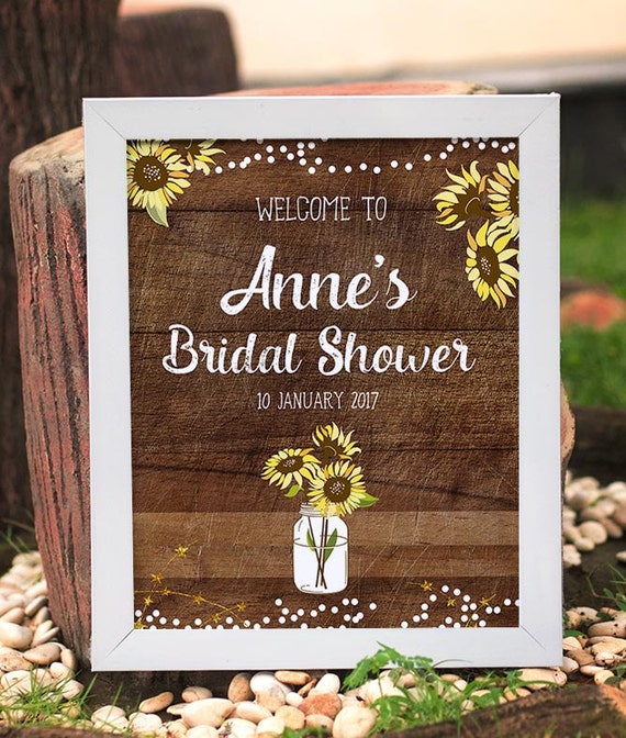 Bridal shower Welcome Sign Rustic Sunflower welcome sign