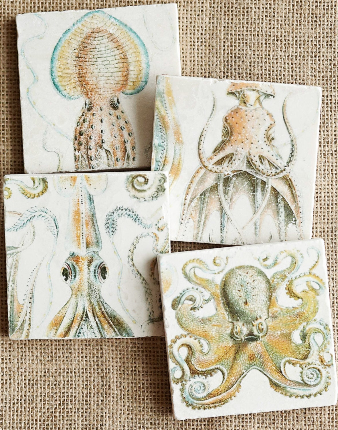 Octopus Coasters Octopus Decor Beach Decor Ocean Decor